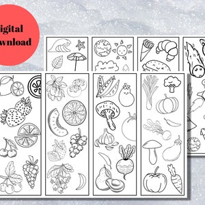 Printable Coloring Bookmarks for Kids, 12 Unique Bookmark, Student ...