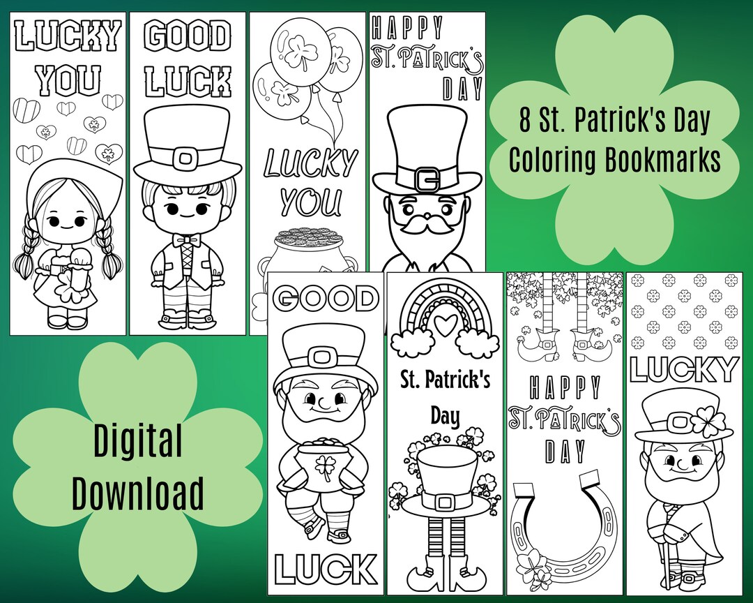 St. Patrick's Day Coloring Bookmarks, Printable Saint Patrick's Day ...