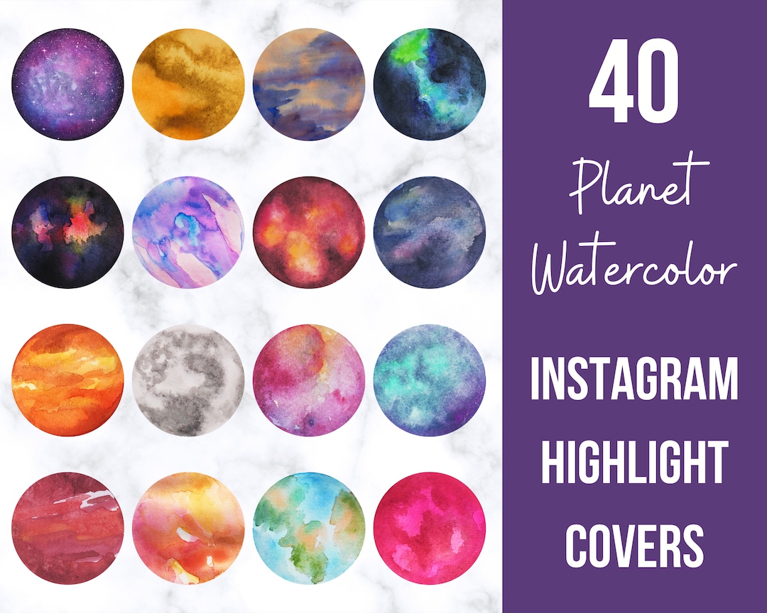 40 Watercolor Planets Instagram Highlight Covers, Watercolor IG Story ...