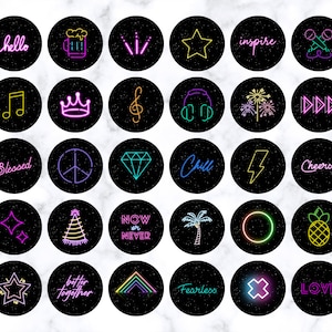 NEON Instagram Highlight Covers, 150 Neon Black IG Stories Icons ...