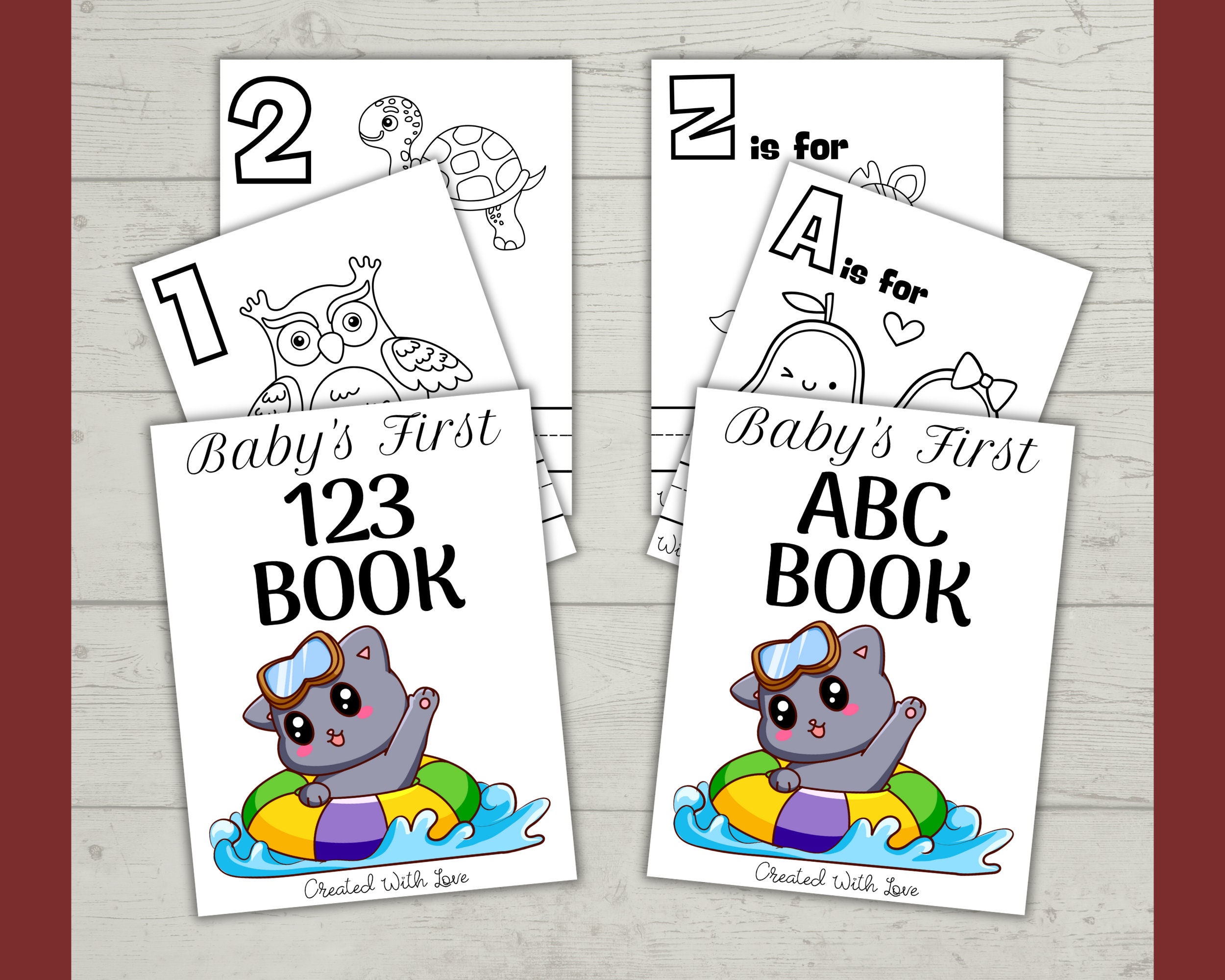 Baby Shower ABC & 123 Book Bundle, Printable Baby Shower Game, Baby's ...