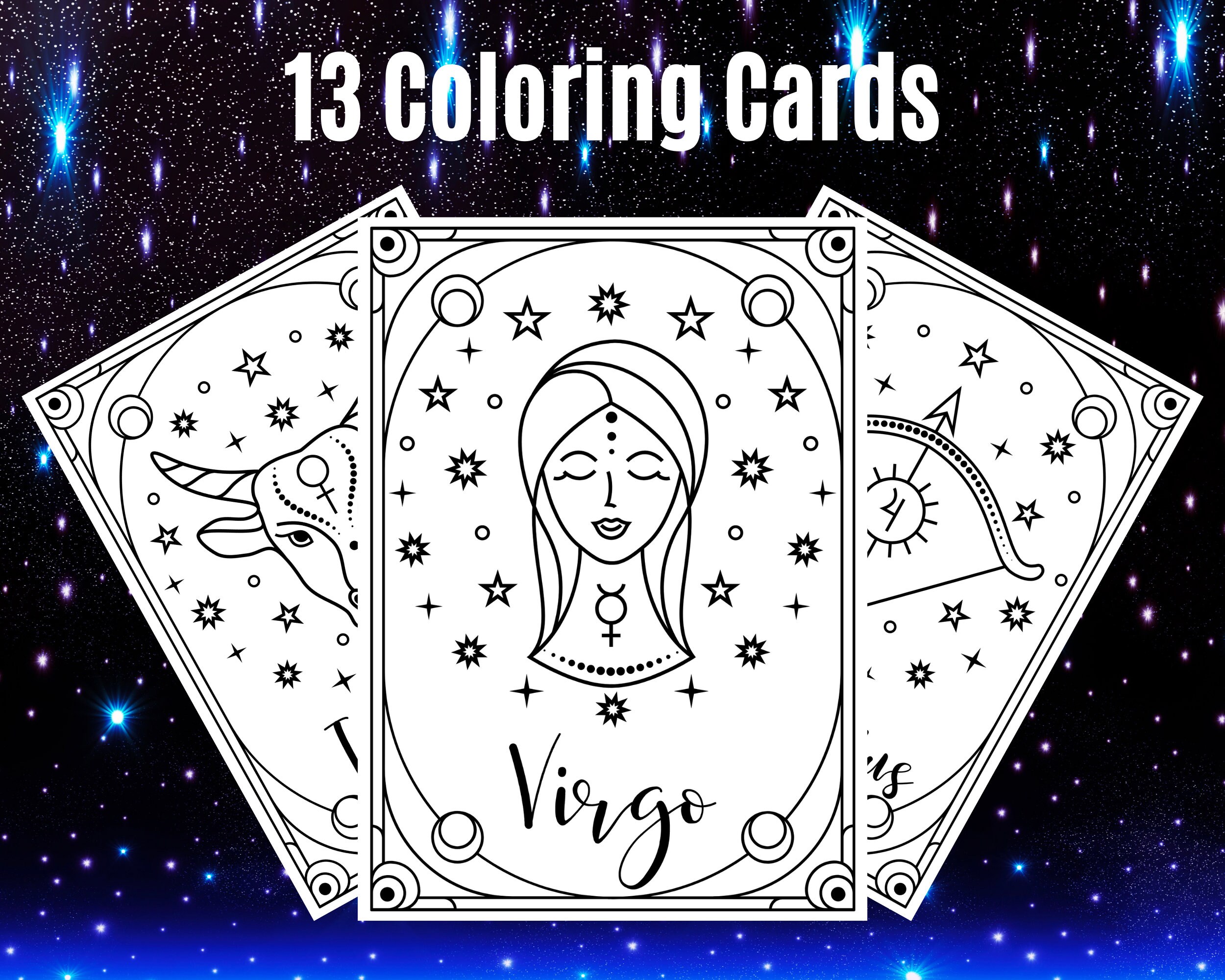Color Your Own Astrological Sign Cards, Printable Horoscope Coloring ...