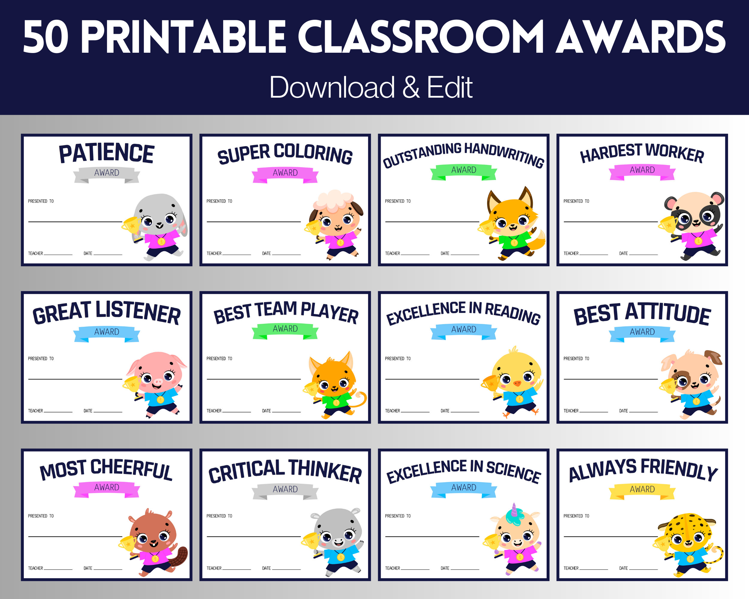 Printable Classroom Awards End Of Year Awards Class Clown Lucky