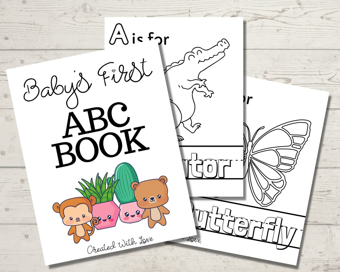 Baby's First ABC Book Baby Shower Game Alphabet Coloring - Etsy