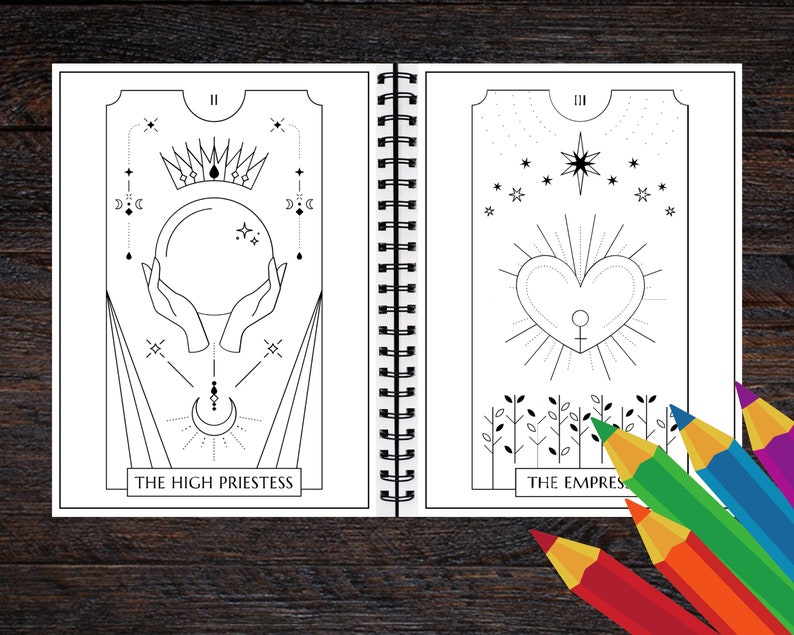 Color Your Own Tarot Cards, Printable 22 Major Arcana, Tarot Coloring ...