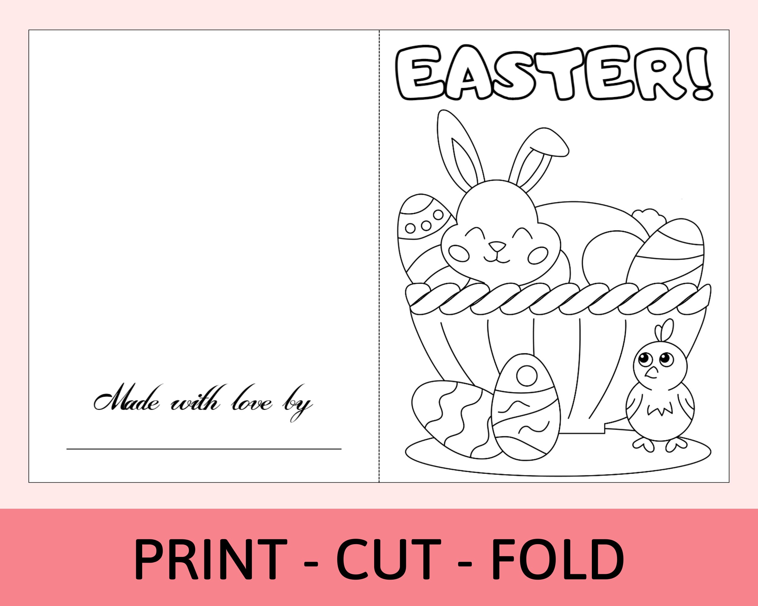 Easter Coloring Cards Printable Happy Easter Cards DIY - Etsy