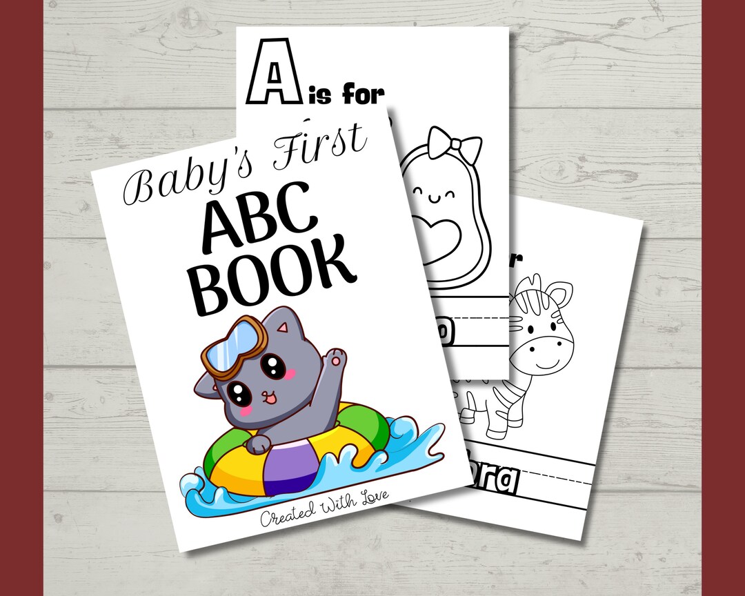 Baby's First ABC Book, Baby Shower Game, Alphabet Coloring Book, ABC ...