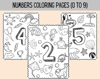 Numbers 0 9 Coloring - Etsy
