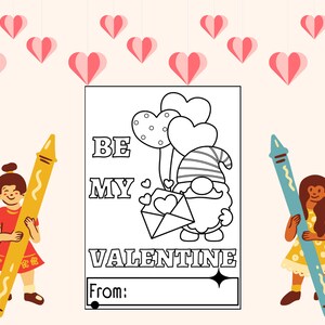 Valentine Coloring Cards, Set of 8, Printable Valentine's Day Cards ...