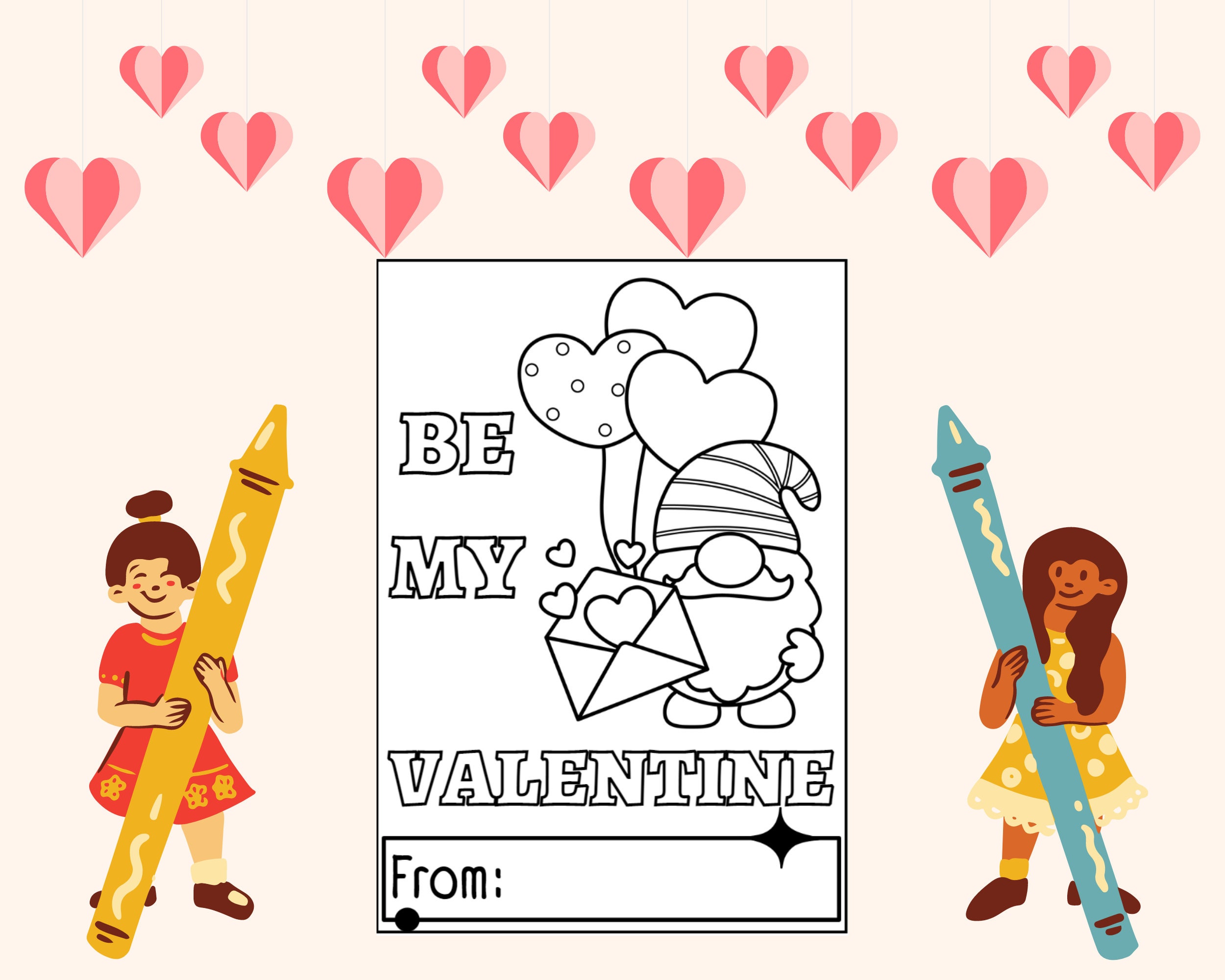 Valentine Coloring Cards, Set of 8, Printable Valentine's Day Cards ...