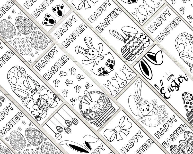 Easter Coloring Bookmarks, Printable Easter Activity, Set of 8 Coloring ...