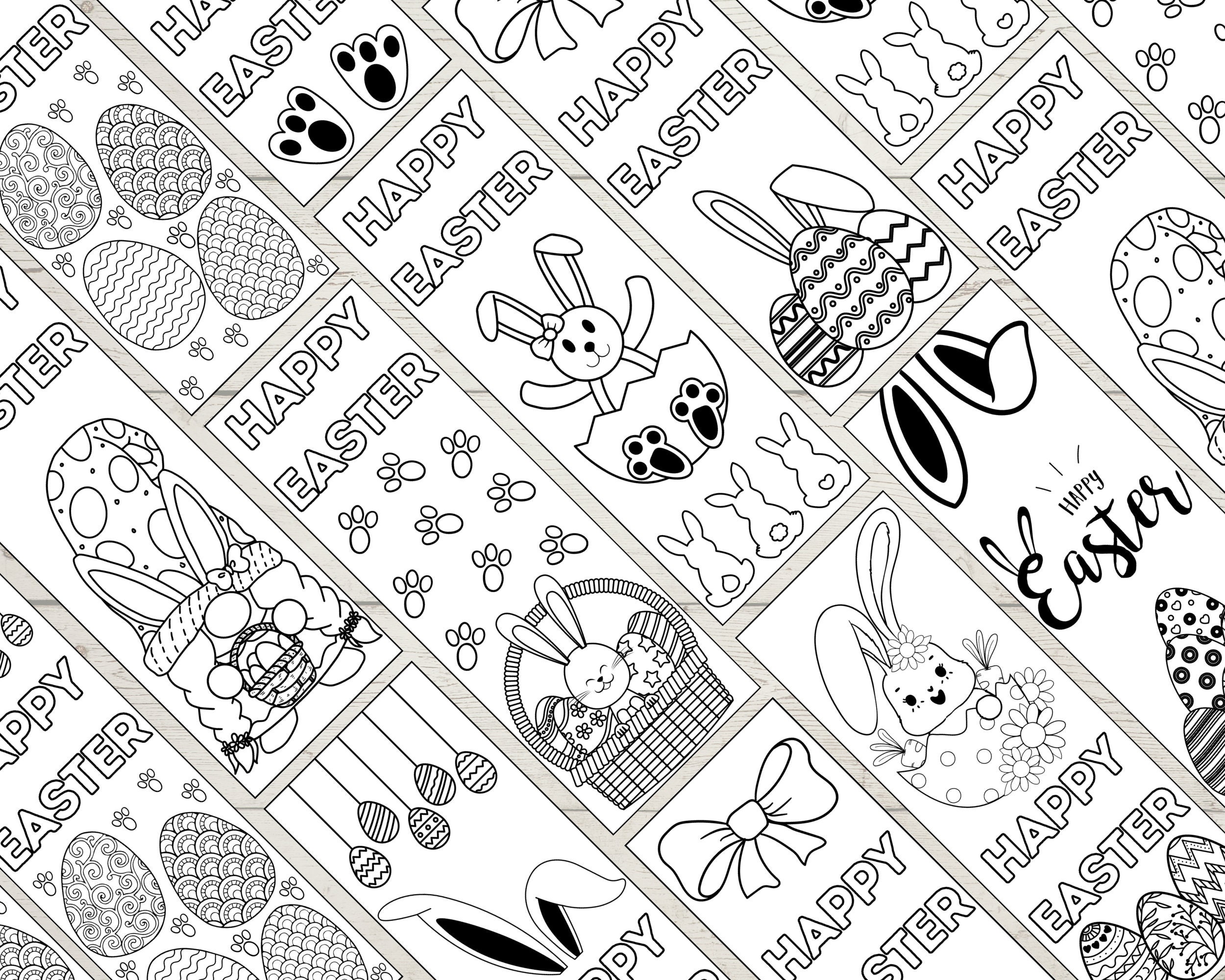 Easter Coloring Bookmarks, Printable Easter Activity, Set of 8 Coloring ...
