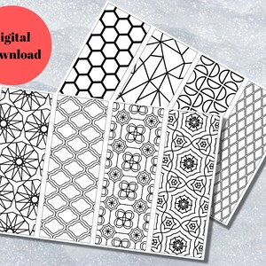 Set of 20 Printable Coloring Bookmarks With Geometric Patterns ...