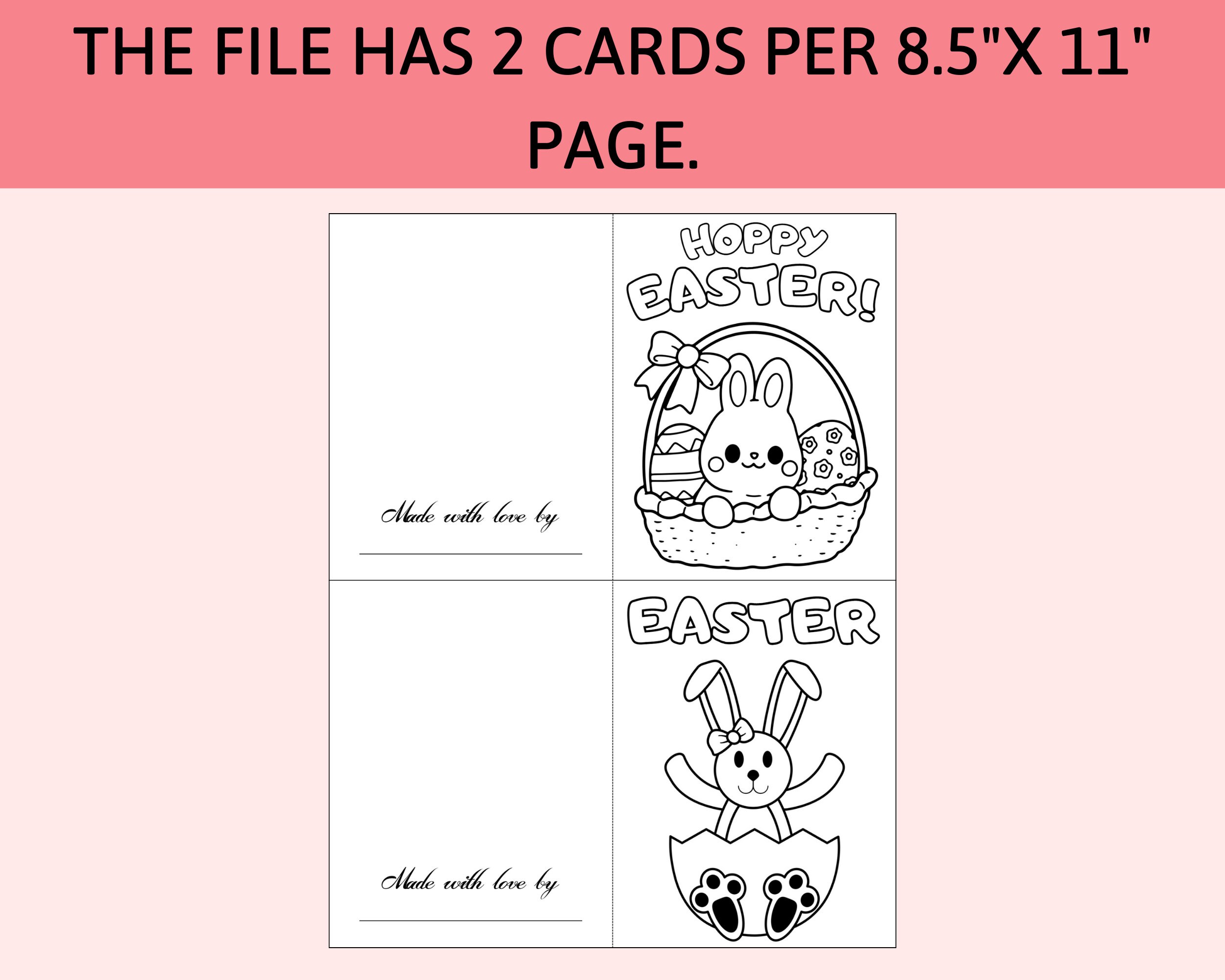 Easter Coloring Cards, Printable Happy Easter Cards, DIY Easter 10 ...