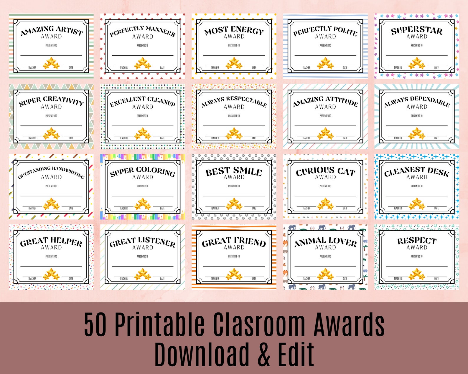 Mega Class Awards, Student Awards, 50 Printable Awards, School ...