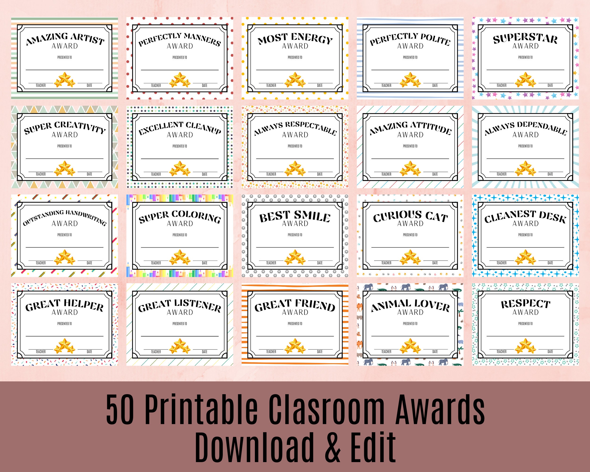Mega Class Awards, Student Awards, 50 Printable Awards, School ...