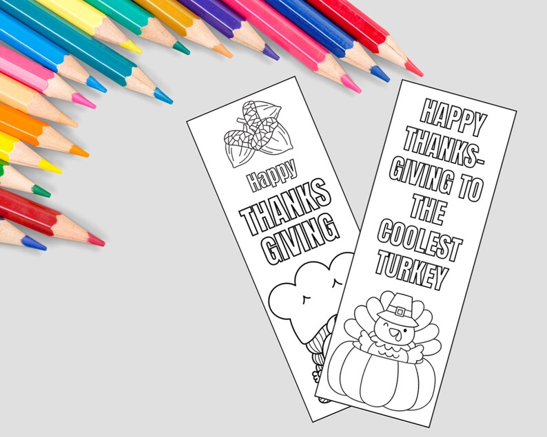 Printable Thanksgiving Coloring Bookmarks for Kids, Student Teacher ...