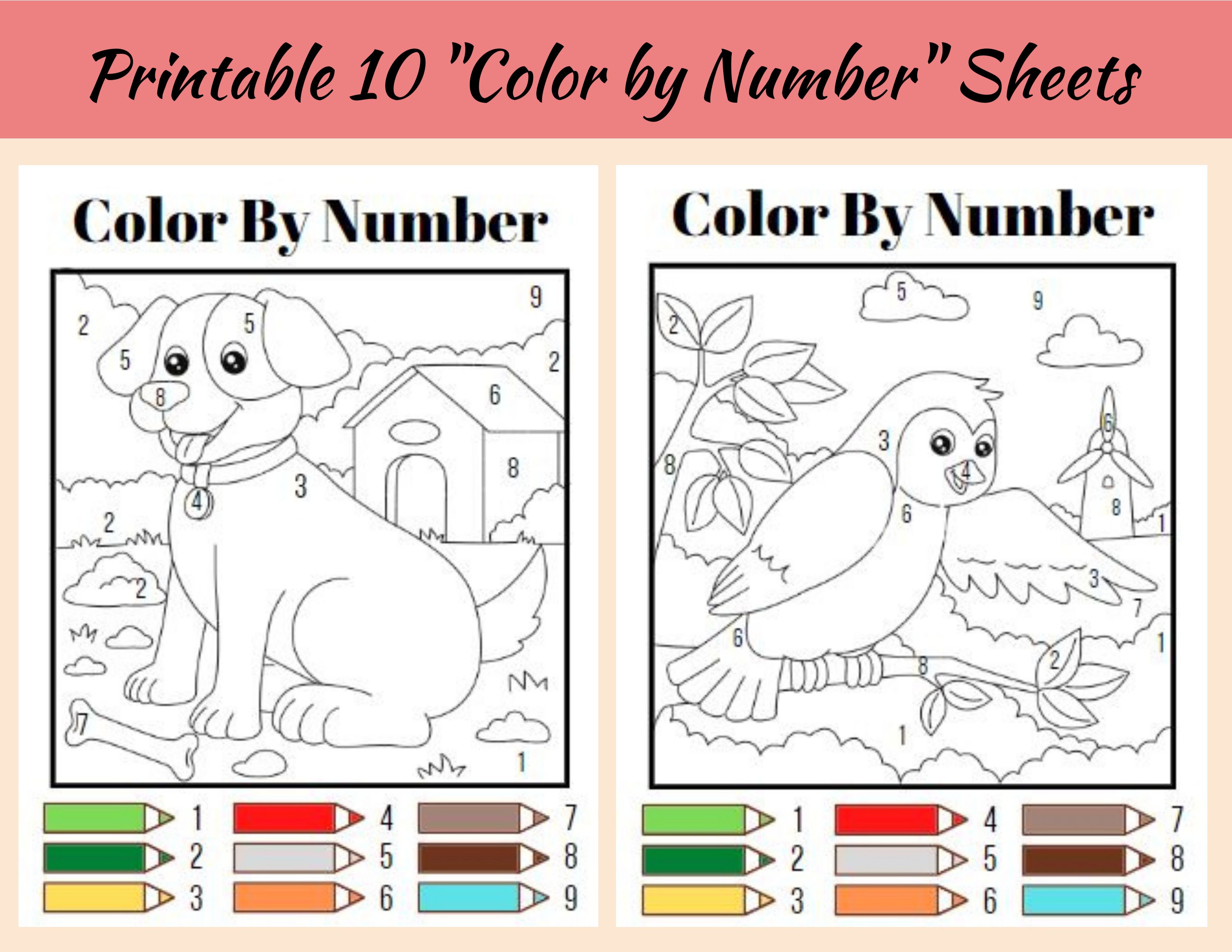 Color by Number, Printable Coloring Pages for Preschool and ...