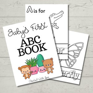 Baby's First ABC Book, Baby Shower Game, Alphabet Coloring Book, ABC ...