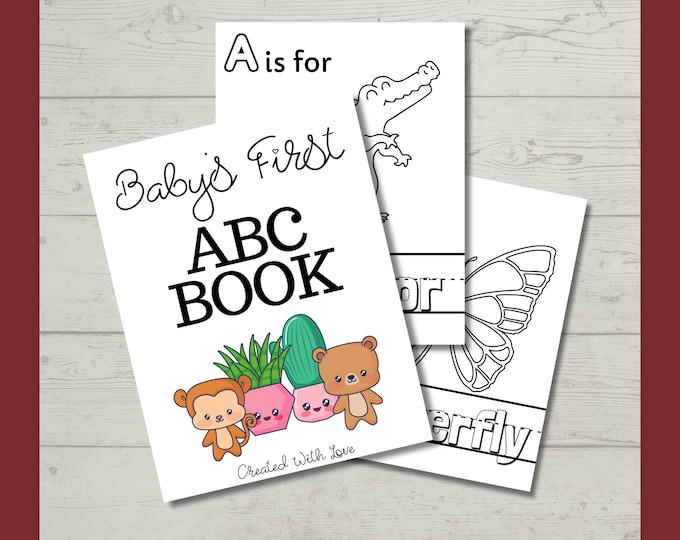 Baby's First ABC Book, Baby Shower Game, Alphabet Coloring Book, ABC ...