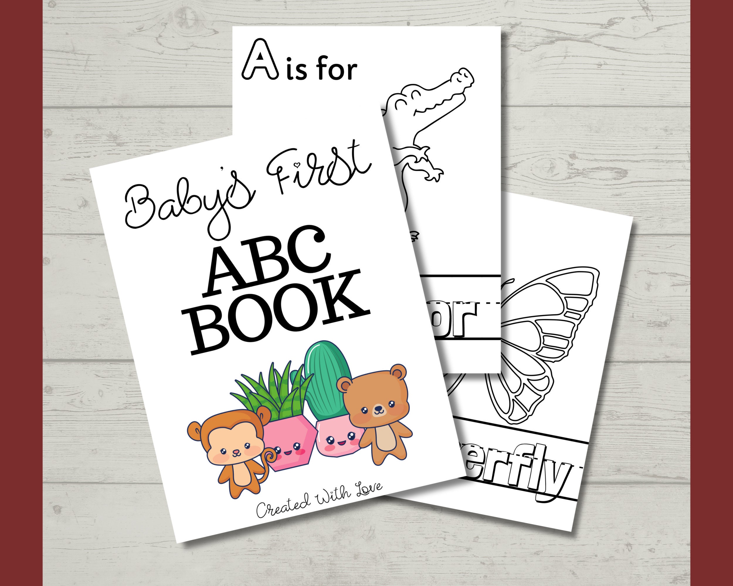Baby's First ABC Book, Baby Shower Game, Alphabet Coloring Book, ABC ...