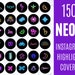 NEON Instagram Highlight Covers, 150 Neon Black IG Stories Icons ...