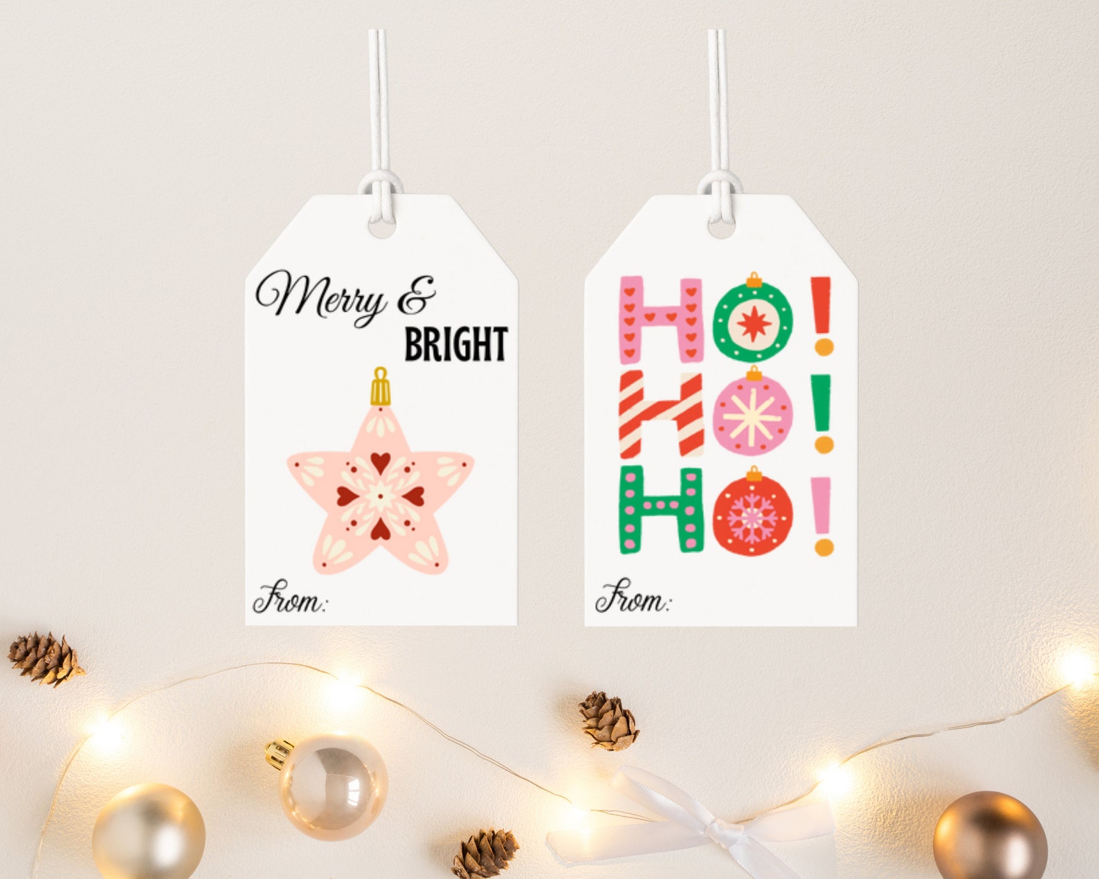 Merry Christmas Gift Tag Printable, Holiday Party Favor Tag, 9 ...