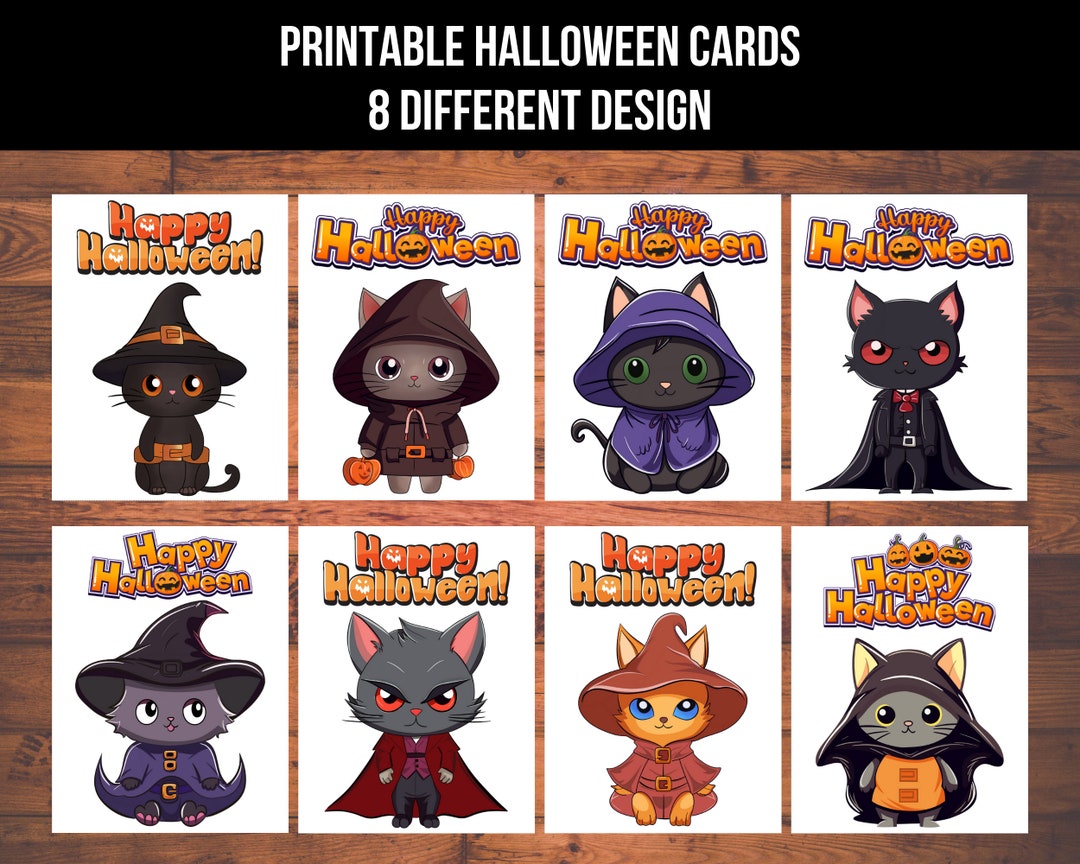 Printable Halloween Gift Cards, Halloween Cute Animal Cards for Kids ...