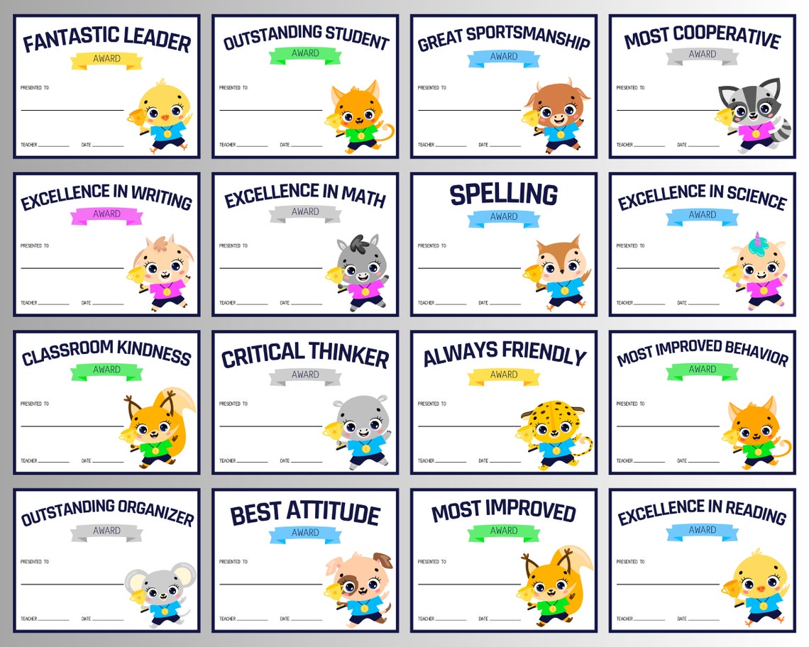 Mega Class Awards, Student Awards, 50 Printable Awards, School ...