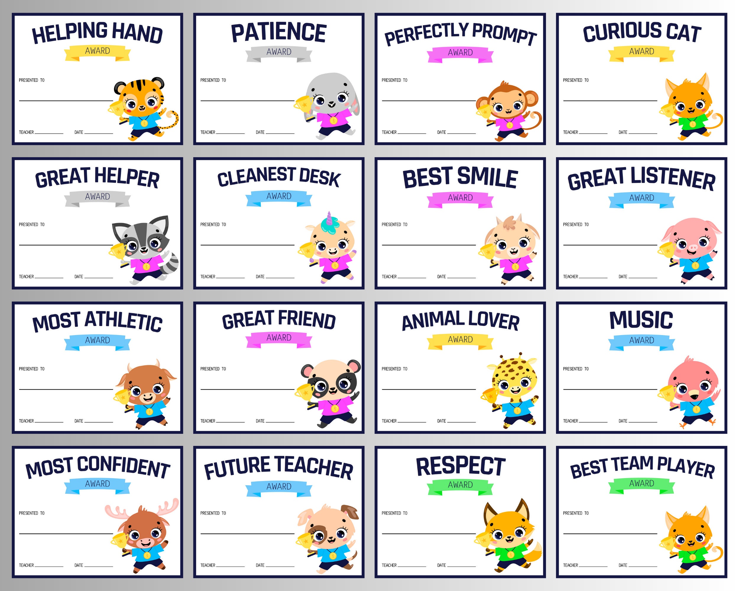 Mega Class Awards, Student Awards, 50 Printable Awards, School ...