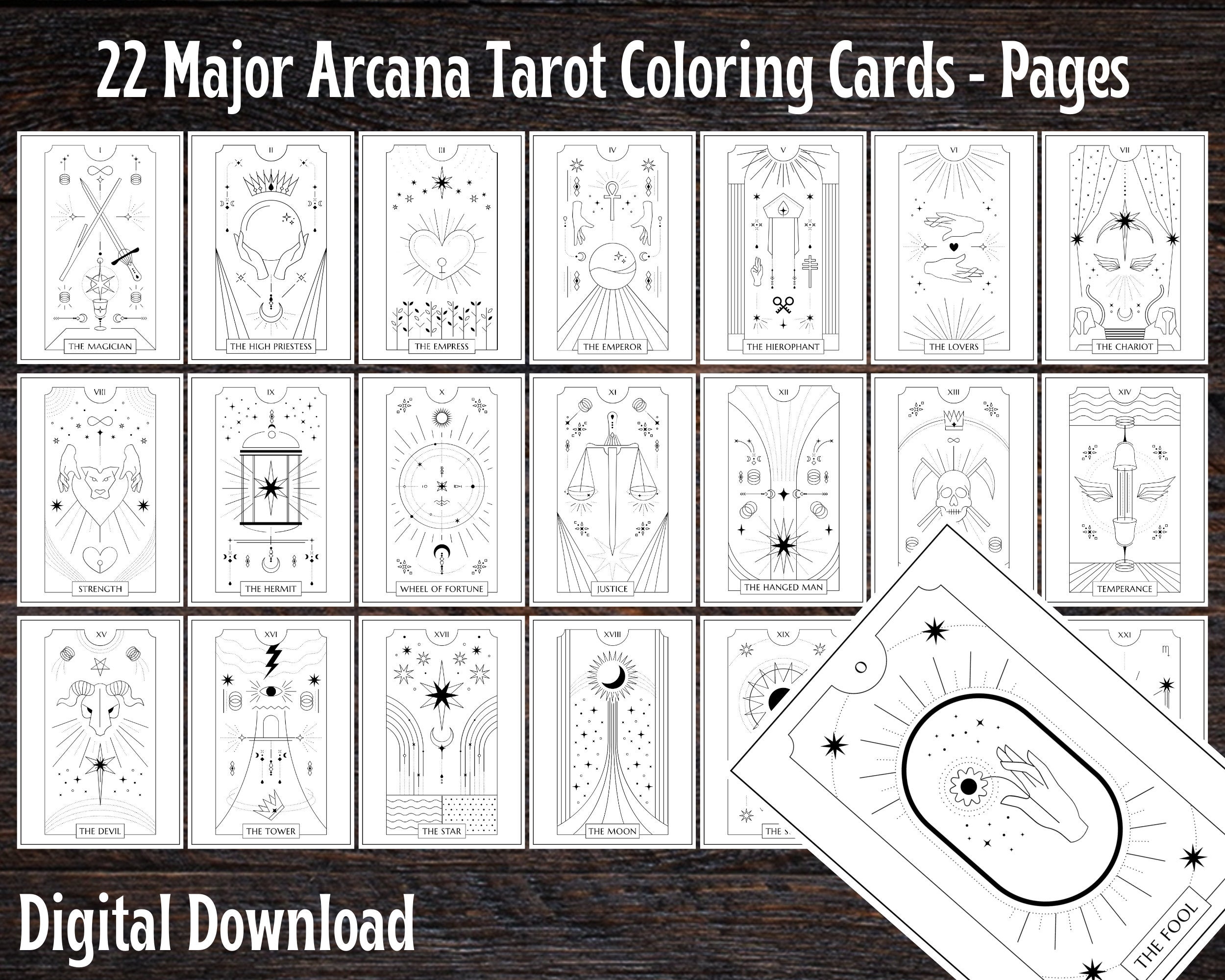 Color Your Own Tarot Cards, Printable 22 Major Arcana, Tarot Coloring ...