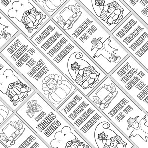Printable Thanksgiving Coloring Bookmarks for Kids, Student Teacher ...
