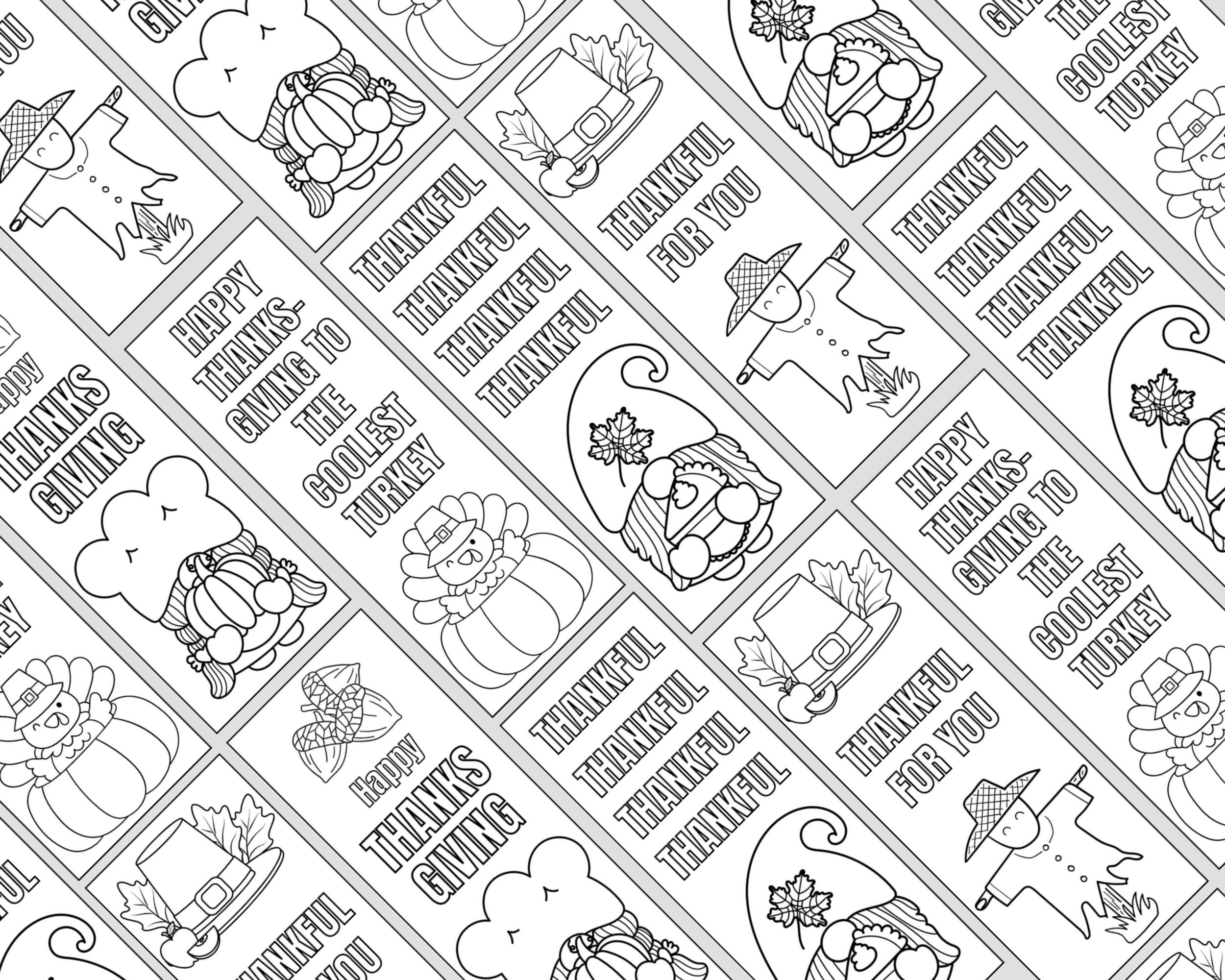 Printable Thanksgiving Coloring Bookmarks for Kids, Student Teacher ...
