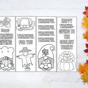 Printable Thanksgiving Coloring Bookmarks for Kids, Student Teacher ...