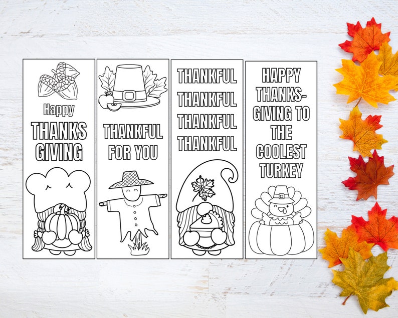 Printable Thanksgiving Coloring Bookmarks for Kids, Student Teacher ...