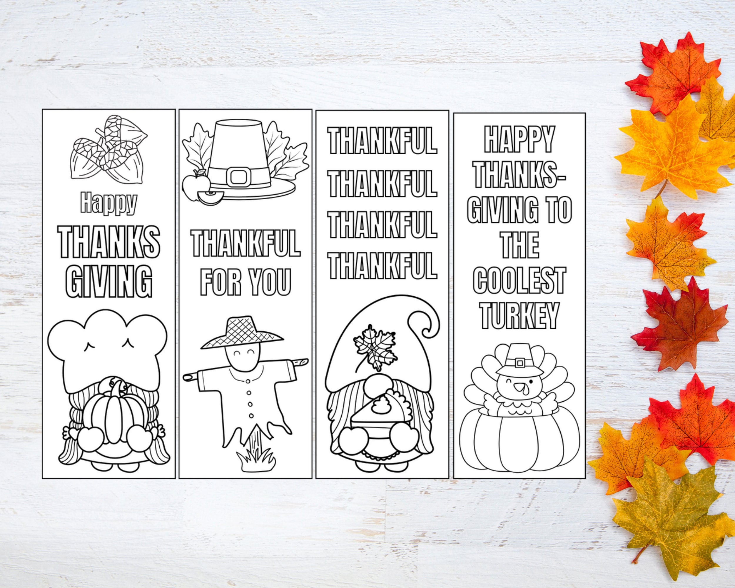 Printable Thanksgiving Coloring Bookmarks for Kids, Student Teacher ...