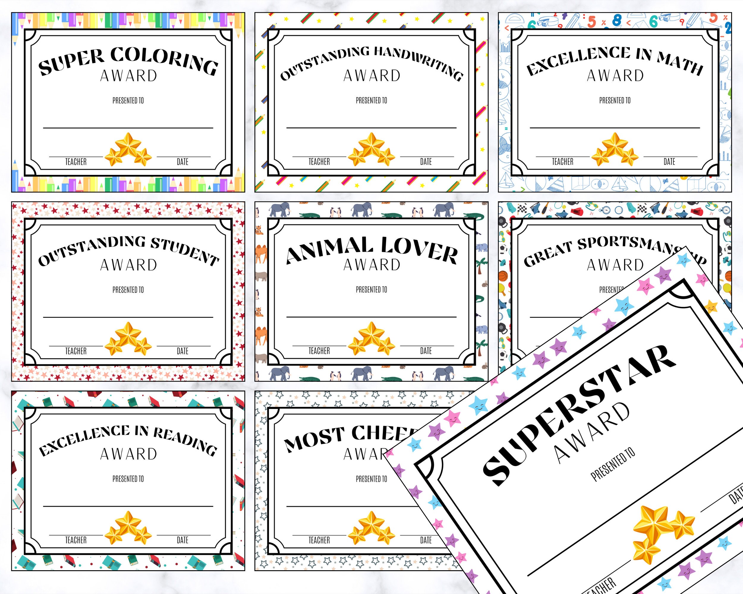 Mega Class Awards, Student Awards, 50 Printable Awards, School ...
