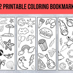 Printable Coloring Bookmarks for Kids, 12 Unique Bookmark, Student ...