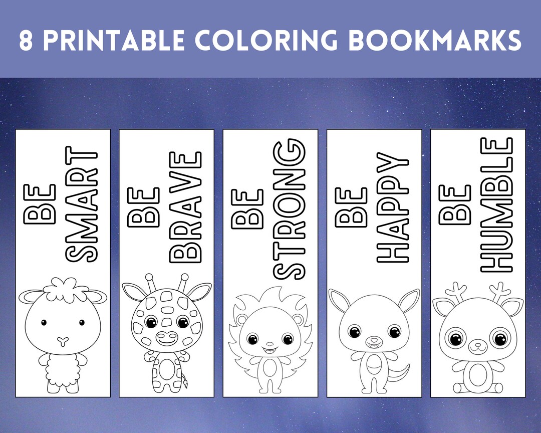 Printable Classroom Affirmation Bookmarks, 12 Animal Coloring Bookmarks ...