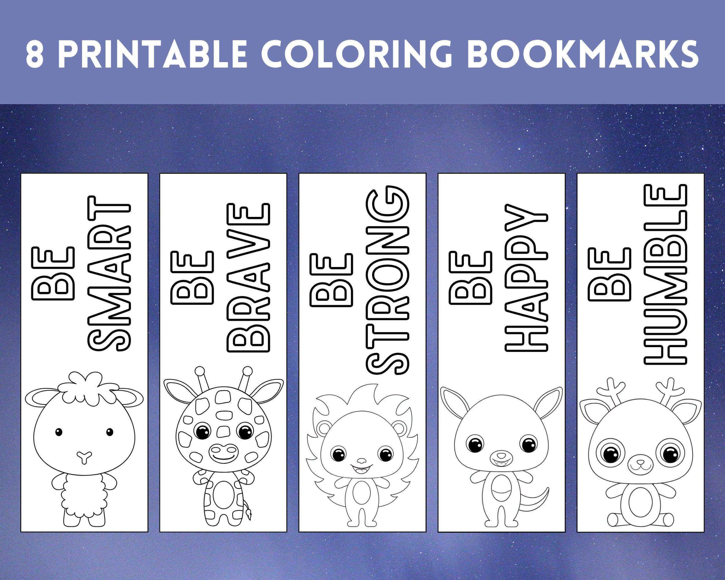 Printable Classroom Affirmation Bookmarks, 12 Animal Coloring Bookmarks ...