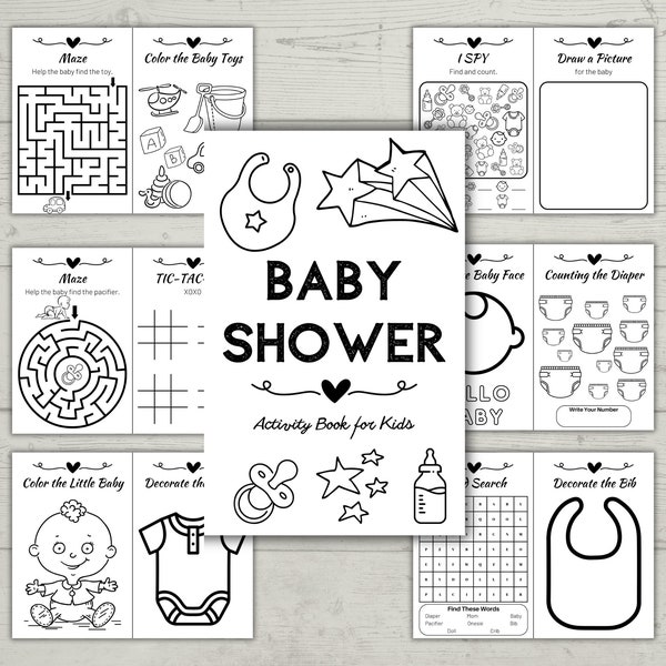 Baby Shower Kids Activity Sheets - Etsy