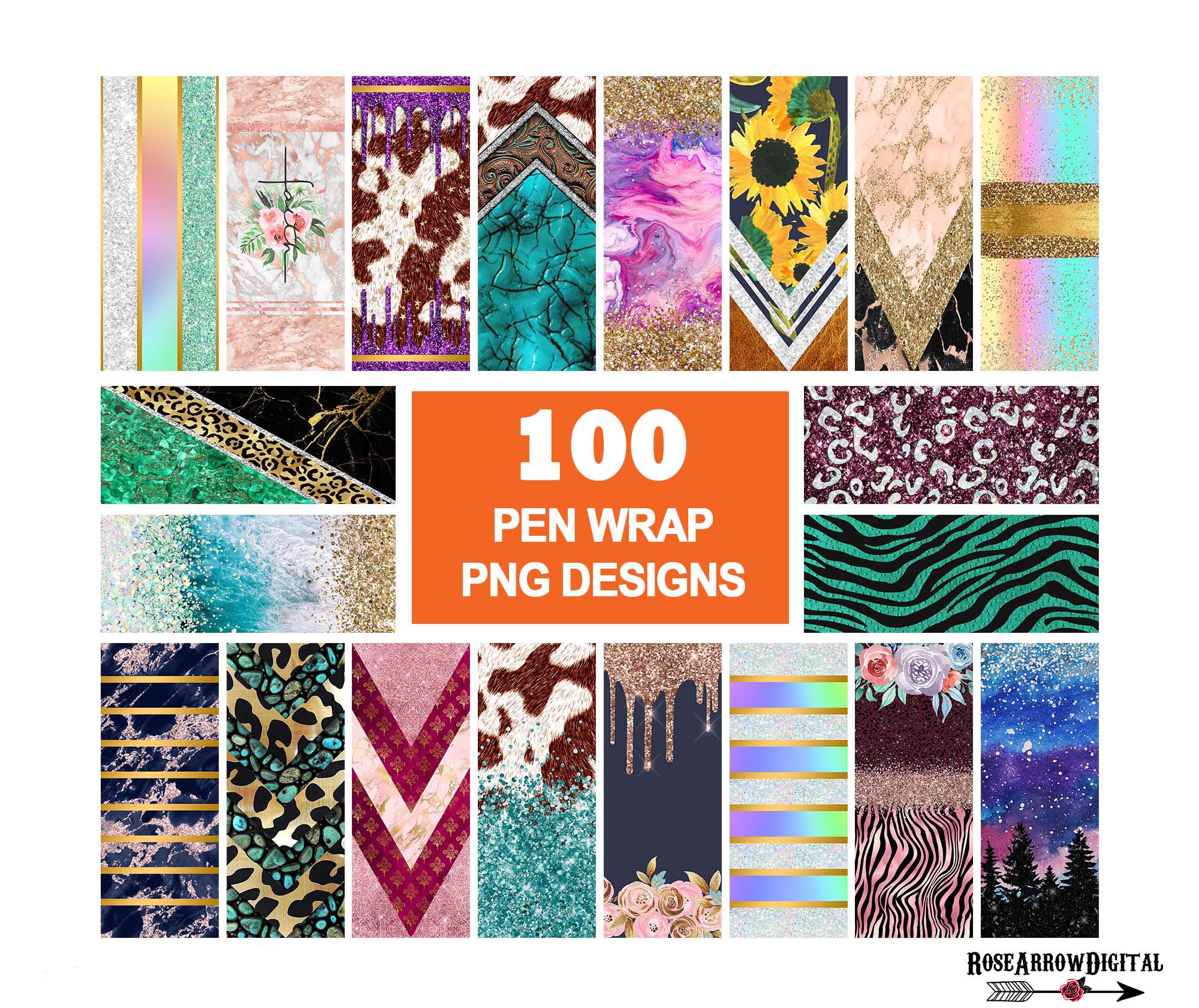 Pen Wrap PNG Bundle Epoxy Pen Wrap Sublimation Designs - Etsy
