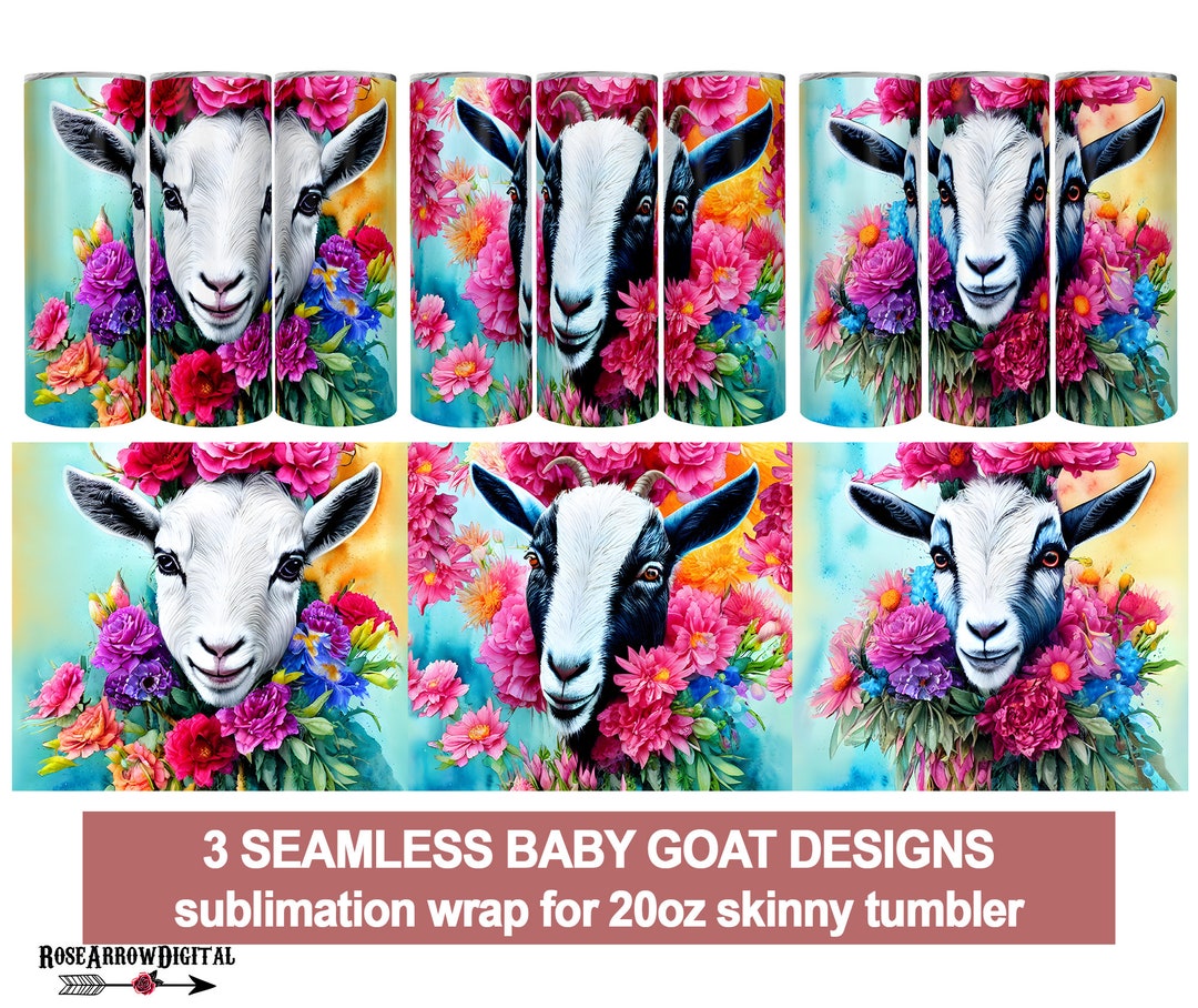 Baby Goat Tumbler Wrap PNG Bundle Seamless Farm Sublimation Designs for ...