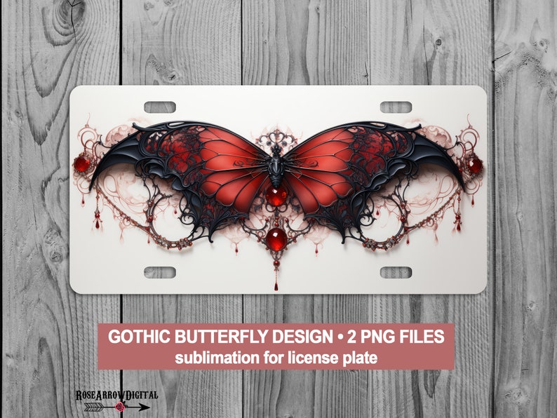 Gothic Butterfly License Plate PNG Halloween Vampire Car - Etsy