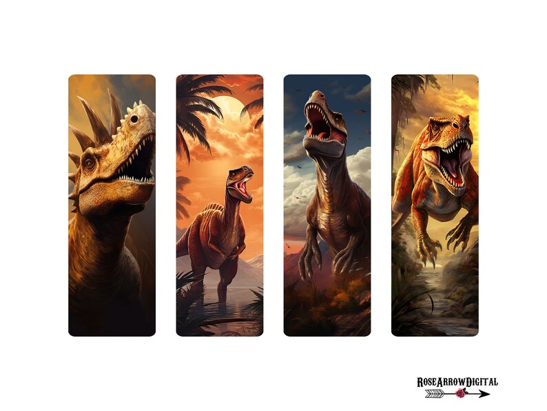 Dinosaur Bookmarks Printable PNG Bundle | Dino Bookmarks for Kids and ...