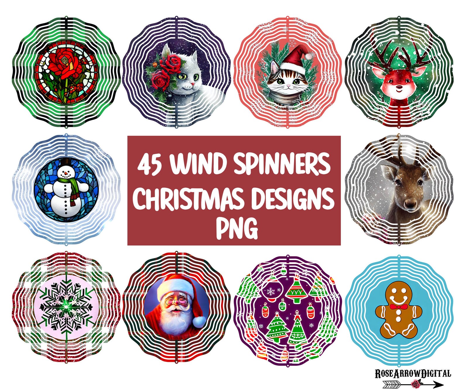 Christmas Wind Spinner PNG Bundle 45 Winter Wind Spinner - Etsy