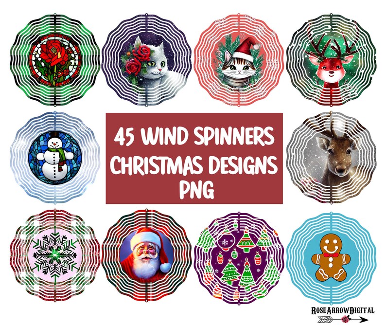 Christmas Wind Spinner PNG Bundle 45 Winter Wind Spinner - Etsy