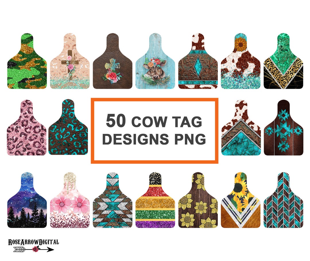 Cow Tag Earring Designs Bundle PNG | Cow Tag Keychain Design - Etsy