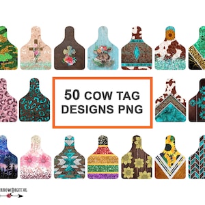 Cow Tag Earring Designs Bundle PNG | Cow Tag Keychain Design - Etsy