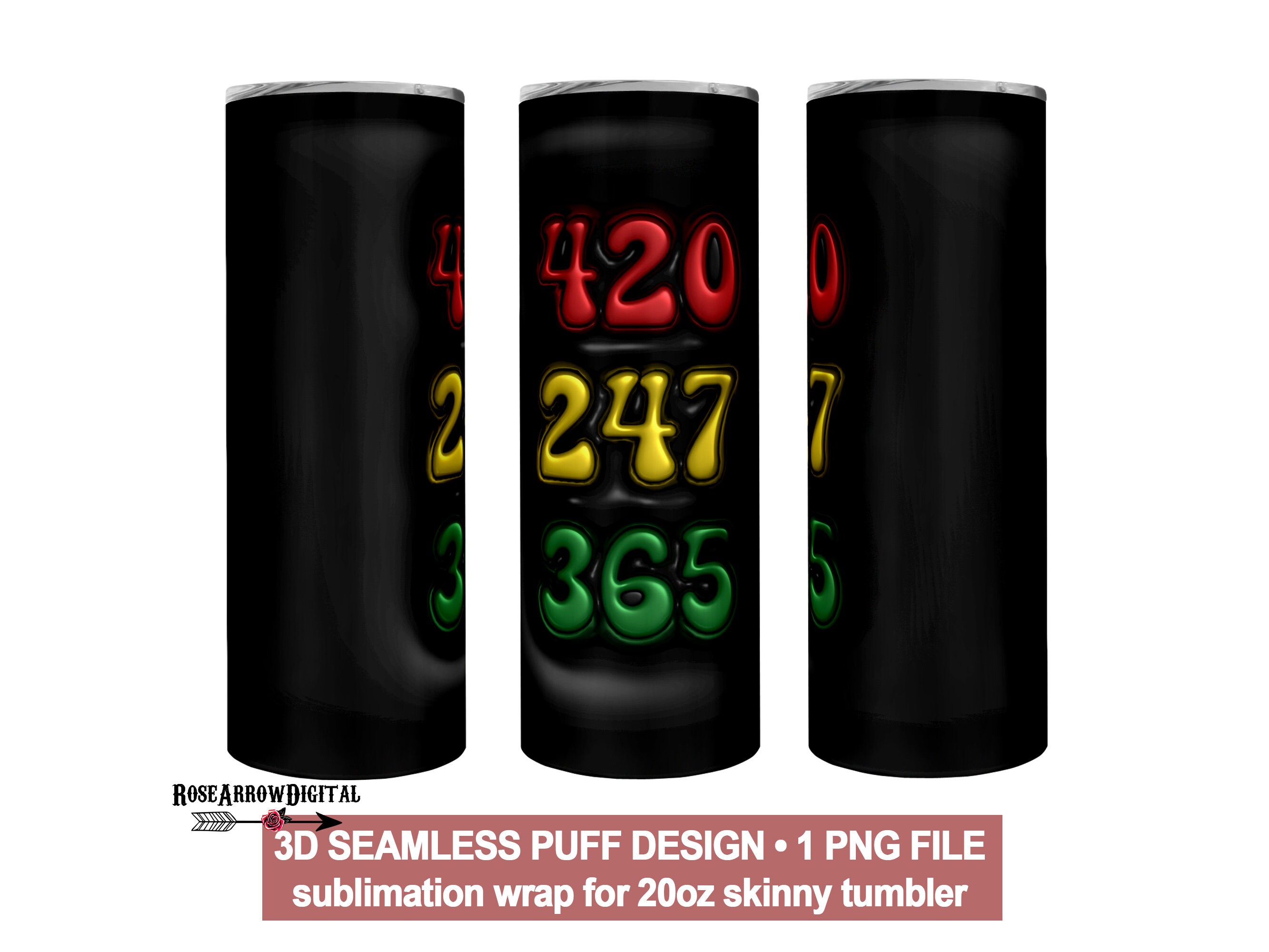 3D Inflated Weed 420 Tumbler Wrap PNG Puffy Marijuana Sublimation for ...